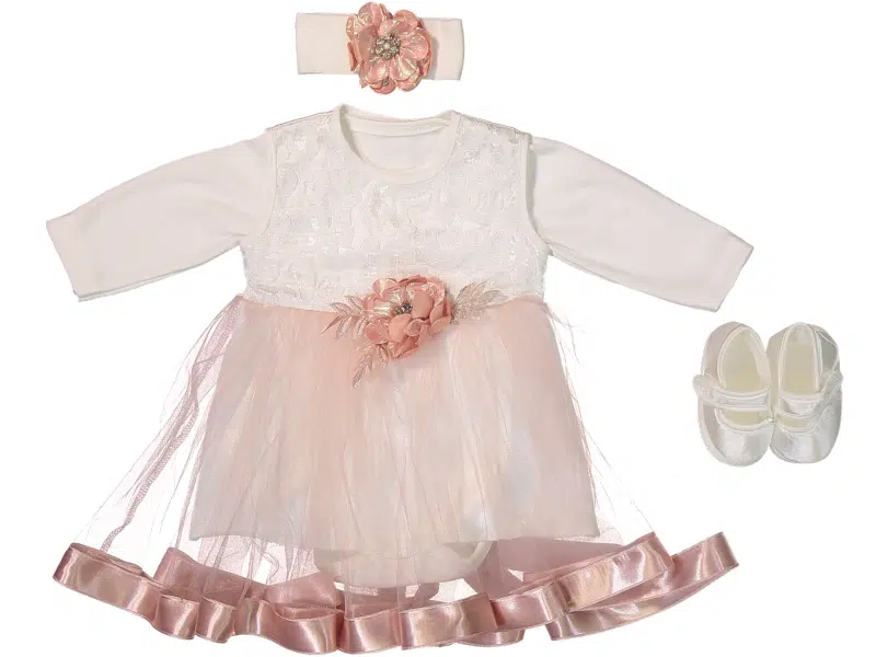 Baby Doodle | Robe bébé naissance 4 pièces rose – Réf P1021 (0-3M)